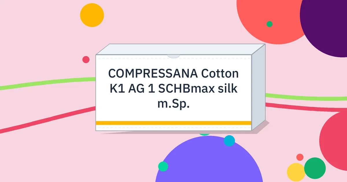 Symbolbild: Packung mit der Aufschrift COMPRESSANA Cotton K1 AG 1 SCHBmax silk m.Sp. (PZN 16959503) – Verfügbarkeit und Bezug in Apotheken in Frankfurt am Main