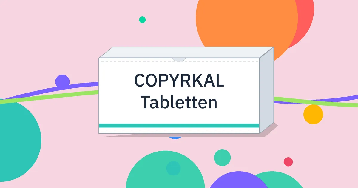 Symbolbild: Packung mit der Aufschrift COPYRKAL Tabletten (PZN 02653290) – Verfügbarkeit und Bezug in Apotheken in Frankfurt am Main