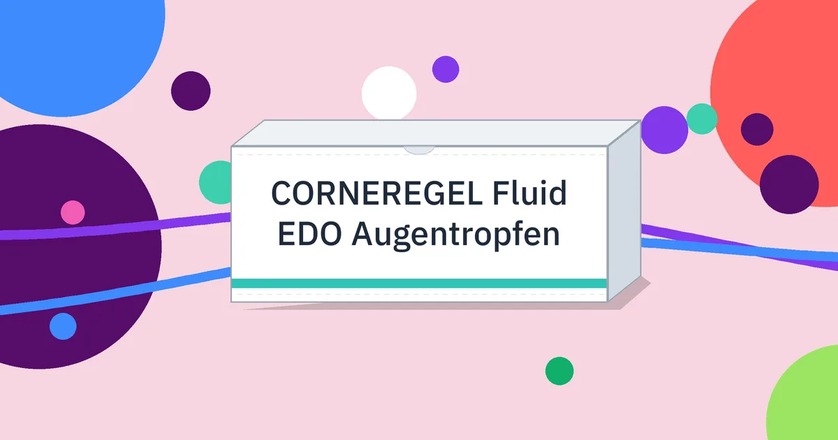 Symbolbild: Packung mit der Aufschrift CORNEREGEL Fluid EDO Augentropfen (PZN 03422196) – Verfügbarkeit und Bezug in Apotheken in Frankfurt am Main