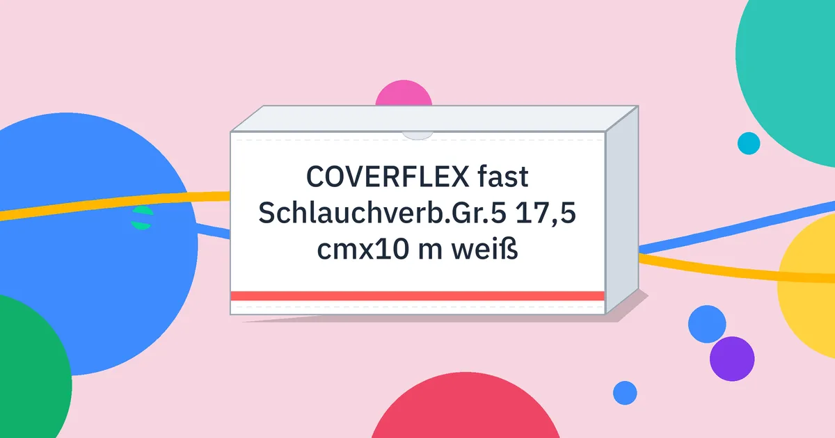Symbolbild: Packung mit der Aufschrift COVERFLEX fast Schlauchverb.Gr.5 17,5 cmx10 m weiß (PZN 13828344) – Verfügbarkeit und Bezug in Apotheken in Frankfurt am Main