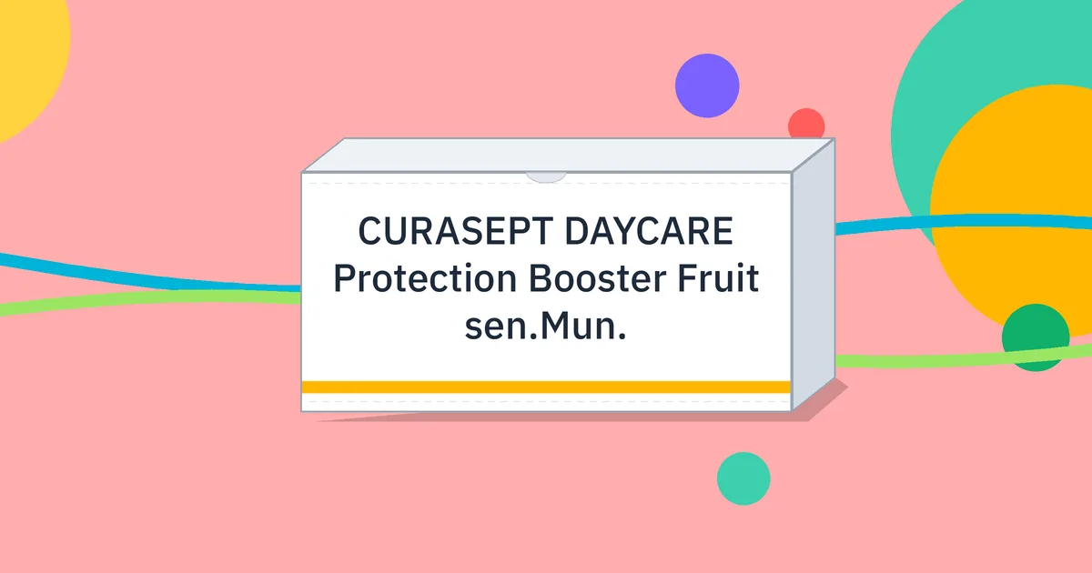 Symbolbild: Packung mit der Aufschrift CURASEPT DAYCARE Protection Booster Fruit sen.Mun. (PZN 18680194) – Verfügbarkeit und Bezug in Apotheken in Frankfurt am Main