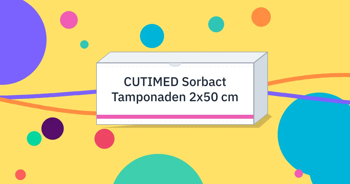 Symbolbild: Packung mit der Aufschrift CUTIMED Sorbact Tamponaden 2x50 cm (PZN 19959082) – Verfügbarkeit und Bezug in Apotheken in Frankfurt am Main