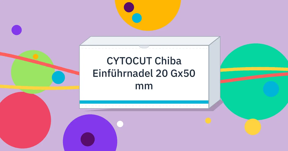 Symbolbild: Packung mit der Aufschrift CYTOCUT Chiba Einführnadel 20 Gx50 mm (PZN 16919308) – Verfügbarkeit und Bezug in Apotheken in Frankfurt am Main