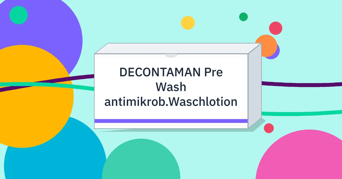Symbolbild: Packung mit der Aufschrift DECONTAMAN Pre Wash antimikrob.Waschlotion (PZN 16008452) – Verfügbarkeit und Bezug in Apotheken in Frankfurt am Main