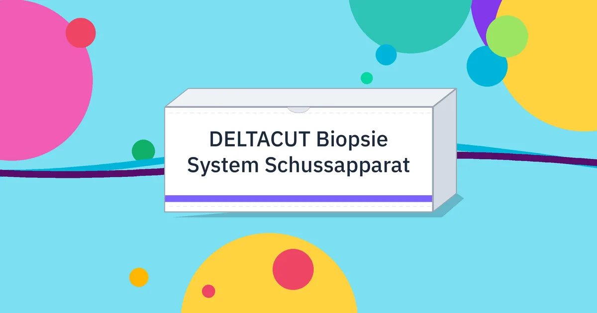 Symbolbild: Packung mit der Aufschrift DELTACUT Biopsie System Schussapparat (PZN 06935826) – Verfügbarkeit und Bezug in Apotheken in Frankfurt am Main