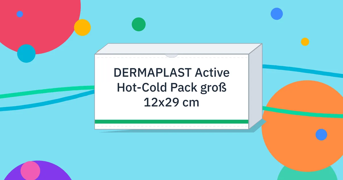 Symbolbild: Packung mit der Aufschrift DERMAPLAST Active Hot-Cold Pack groß 12x29 cm (PZN 19453649) – Verfügbarkeit und Bezug in Apotheken in Frankfurt am Main