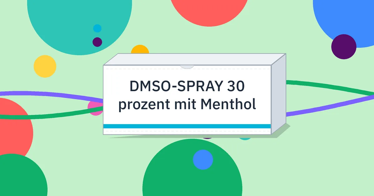 Symbolbild: Packung mit der Aufschrift DMSO-SPRAY 30 prozent mit Menthol (PZN 17205025) – Verfügbarkeit und Bezug in Apotheken in Frankfurt am Main