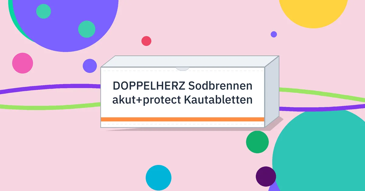 Symbolbild: Packung mit der Aufschrift DOPPELHERZ Sodbrennen akut+protect Kautabletten (PZN 17387546) – Verfügbarkeit und Bezug in Apotheken in Frankfurt am Main
