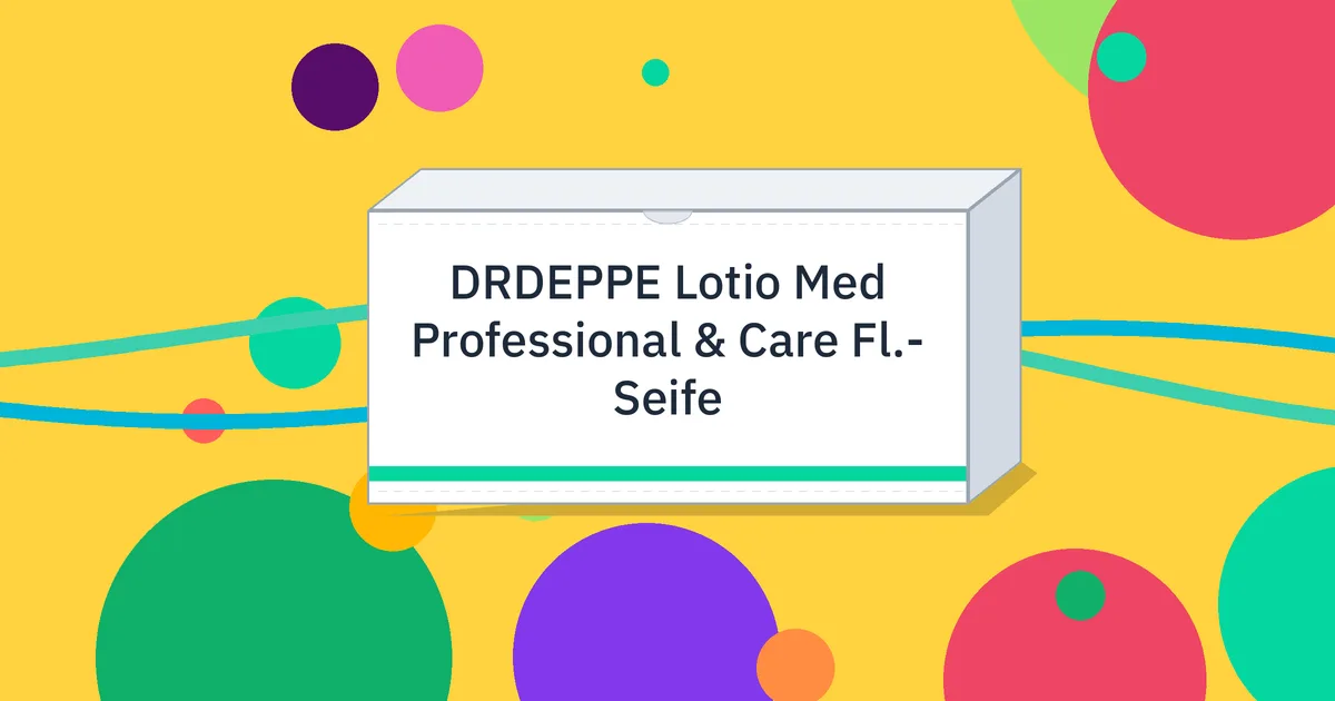 Symbolbild: Packung mit der Aufschrift DRDEPPE Lotio Med Professional & Care Fl.-Seife (PZN 18311893) – Verfügbarkeit und Bezug in Apotheken in Frankfurt am Main
