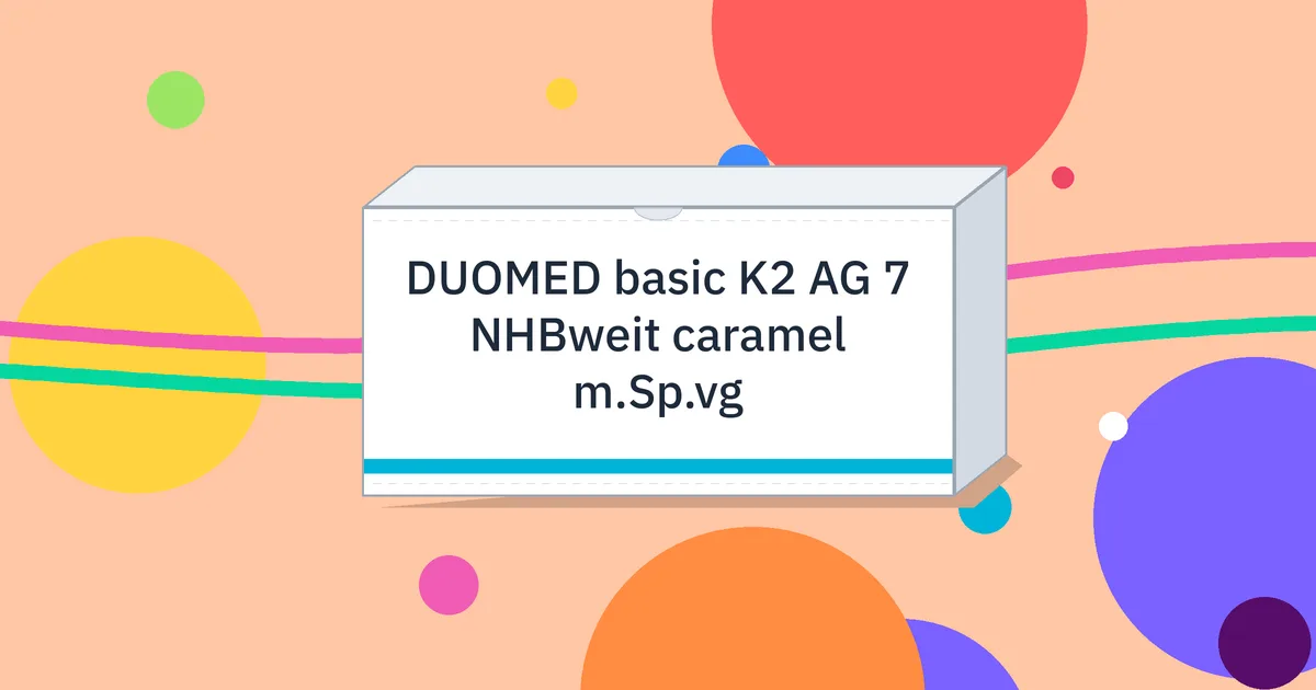 Symbolbild: Packung mit der Aufschrift DUOMED basic K2 AG 7 NHBweit caramel m.Sp.vg (PZN 20909126) – Verfügbarkeit und Bezug in Apotheken in Frankfurt am Main