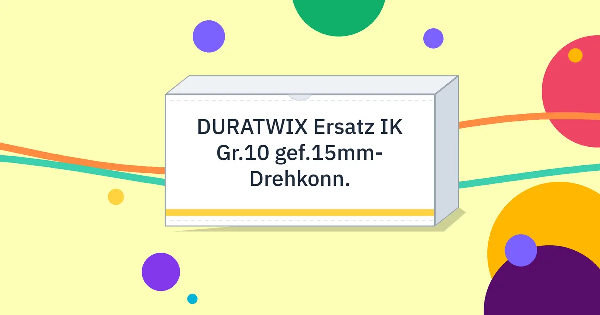 Symbolbild: Packung mit der Aufschrift DURATWIX Ersatz IK Gr.10 gef.15mm-Drehkonn. (PZN 06991842) – Verfügbarkeit und Bezug in Apotheken in Frankfurt am Main