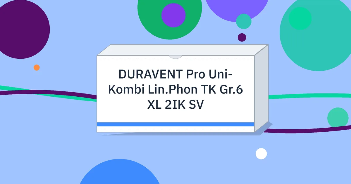 Symbolbild: Packung mit der Aufschrift DURAVENT Pro Uni-Kombi Lin.Phon TK Gr.6 XL 2IK SV (PZN 19246749) – Verfügbarkeit und Bezug in Apotheken in Frankfurt am Main