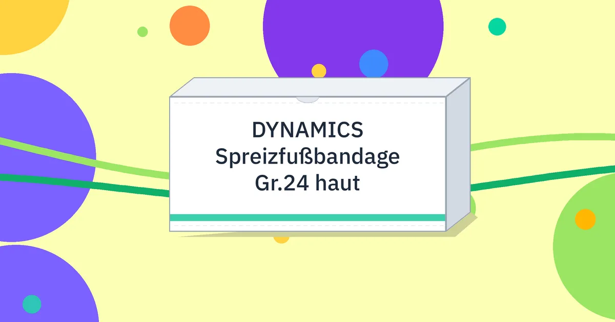 Symbolbild: Packung mit der Aufschrift DYNAMICS Spreizfußbandage Gr.24 haut (PZN 10635627) – Verfügbarkeit und Bezug in Apotheken in Frankfurt am Main