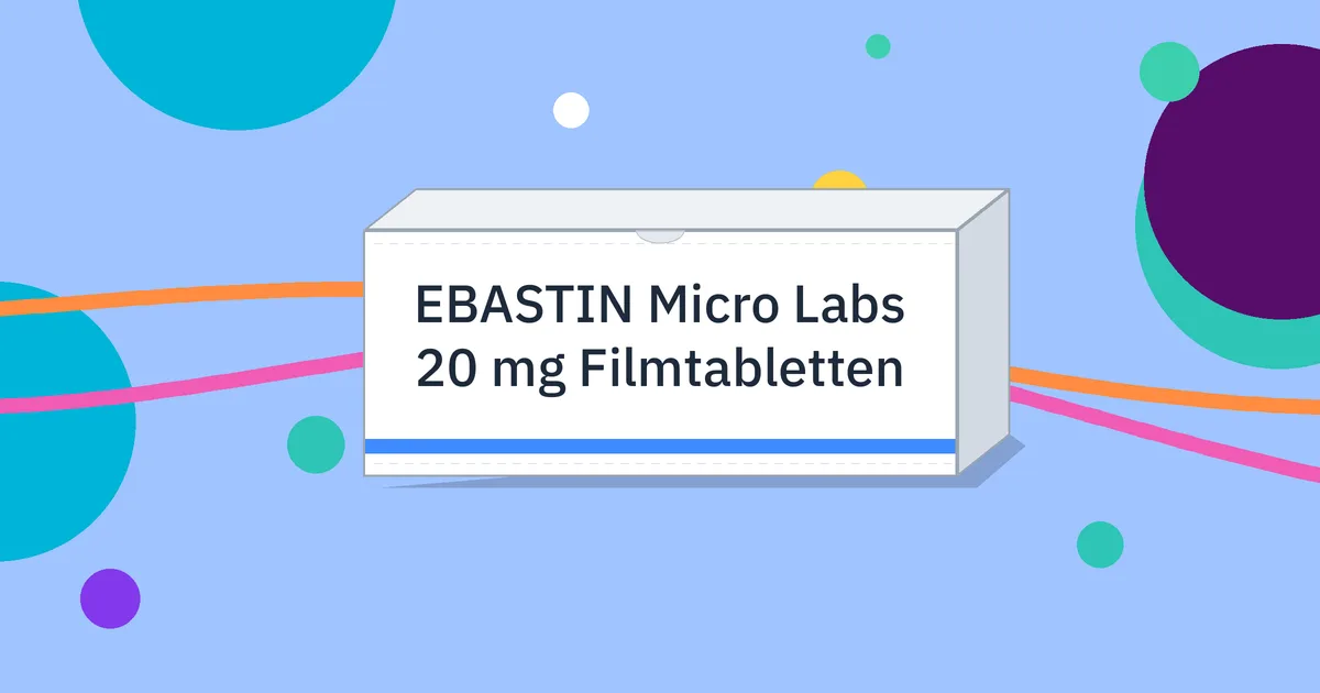 Symbolbild: Packung mit der Aufschrift EBASTIN Micro Labs 20 mg Filmtabletten (PZN 16568582) – Verfügbarkeit und Bezug in Apotheken in Frankfurt am Main