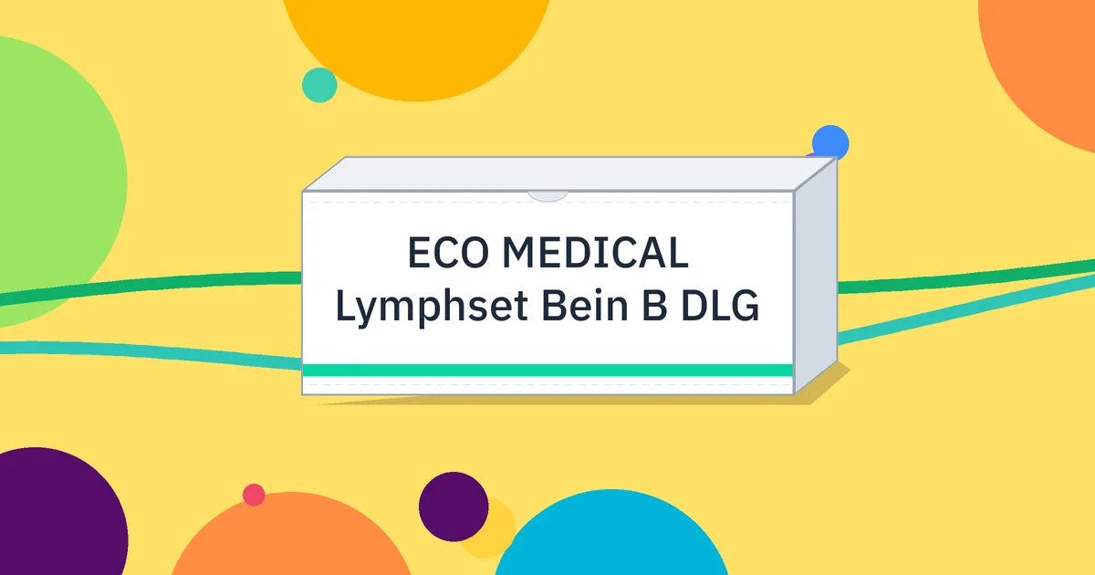 Symbolbild: Packung mit der Aufschrift ECO MEDICAL Lymphset Bein B DLG (PZN 12476771) – Verfügbarkeit und Bezug in Apotheken in Frankfurt am Main