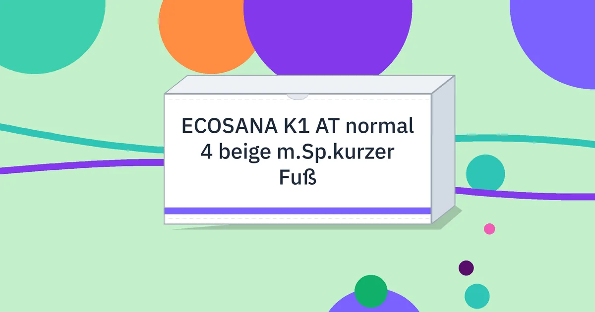 Symbolbild: Packung mit der Aufschrift ECOSANA K1 AT normal 4 beige m.Sp.kurzer Fuß (PZN 04731798) – Verfügbarkeit und Bezug in Apotheken in Frankfurt am Main