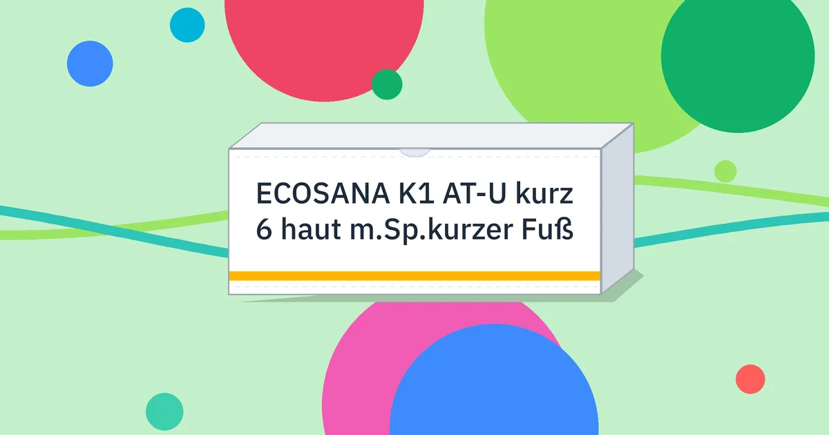 Symbolbild: Packung mit der Aufschrift ECOSANA K1 AT-U kurz 6 haut m.Sp.kurzer Fuß (PZN 04735187) – Verfügbarkeit und Bezug in Apotheken in Frankfurt am Main