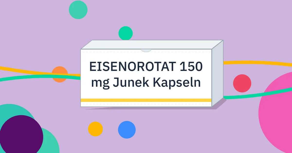 Symbolbild: Packung mit der Aufschrift EISENOROTAT 150 mg Junek Kapseln (PZN 16935069) – Verfügbarkeit und Bezug in Apotheken in Frankfurt am Main