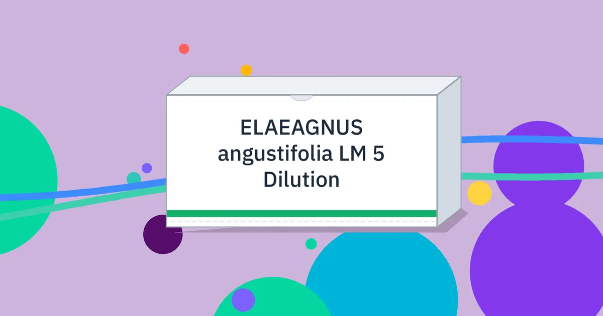 Symbolbild: Packung mit der Aufschrift ELAEAGNUS angustifolia LM 5 Dilution (PZN 13469230) – Verfügbarkeit und Bezug in Apotheken in Frankfurt am Main