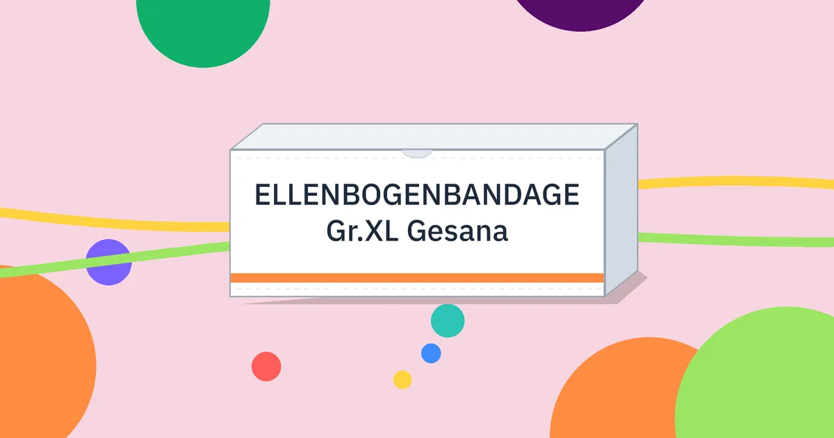 Symbolbild: Packung mit der Aufschrift ELLENBOGENBANDAGE Gr.XL Gesana (PZN 03862245) – Verfügbarkeit und Bezug in Apotheken in Frankfurt am Main