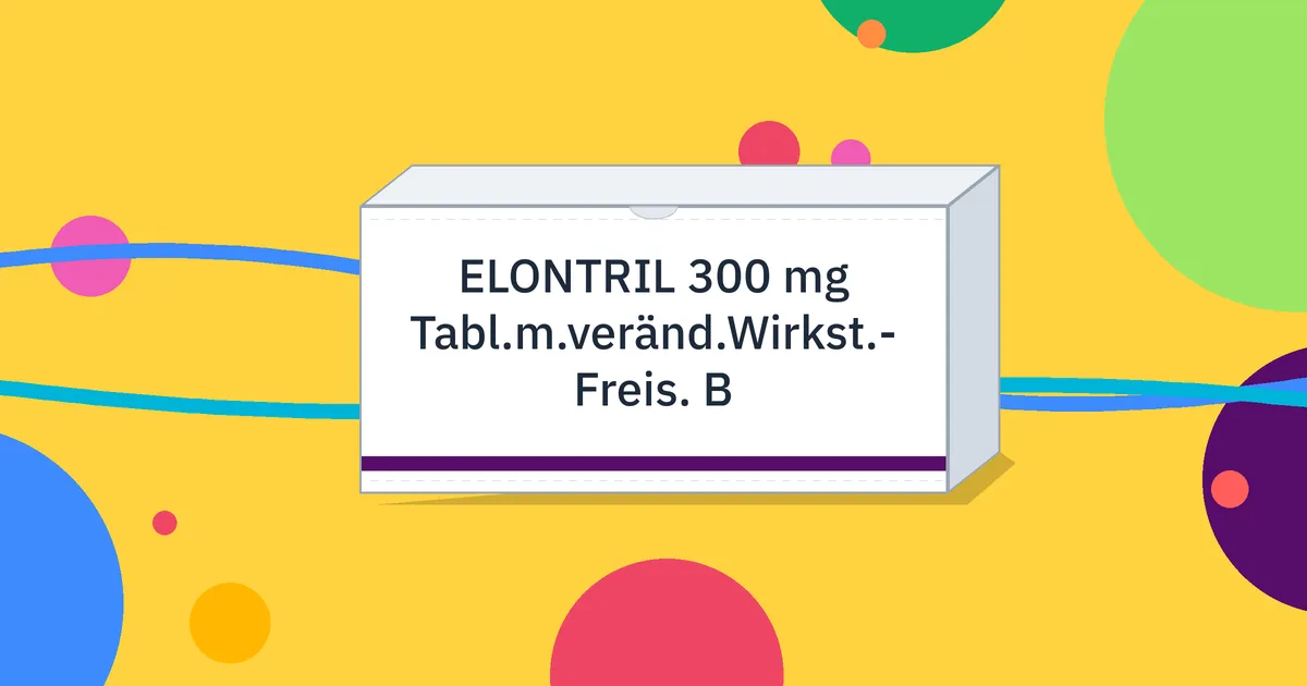 Symbolbild: Packung mit der Aufschrift ELONTRIL 300 mg Tabl.m.veränd.Wirkst.-Freis. B (PZN 07765125) – Verfügbarkeit und Bezug in Apotheken in Frankfurt am Main