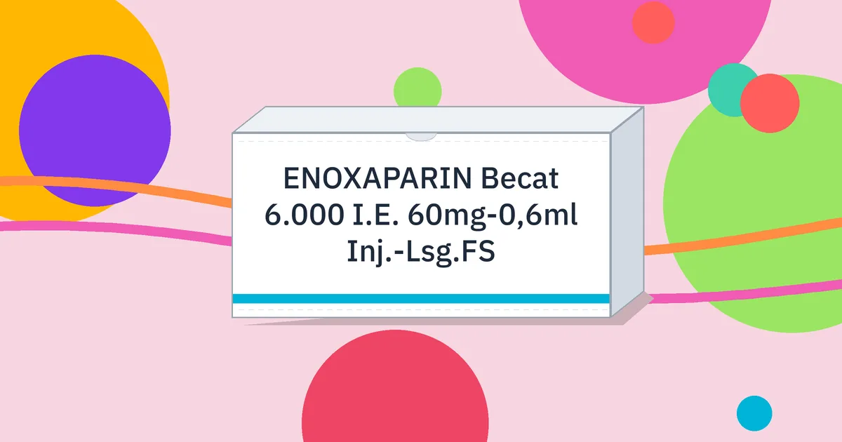 Symbolbild: Packung mit der Aufschrift ENOXAPARIN Becat 6.000 I.E. 60mg-0,6ml Inj.-Lsg.FS (PZN 17976395) – Verfügbarkeit und Bezug in Apotheken in Frankfurt am Main