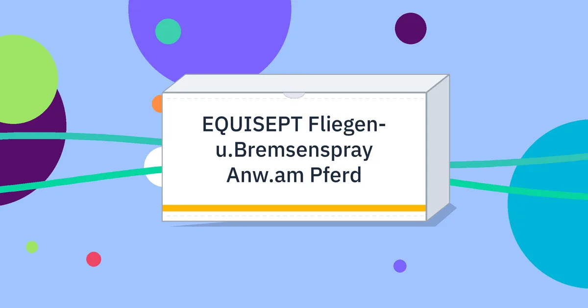 Symbolbild: Packung mit der Aufschrift EQUISEPT Fliegen- u.Bremsenspray Anw.am Pferd (PZN 17198070) – Verfügbarkeit und Bezug in Apotheken in Frankfurt am Main