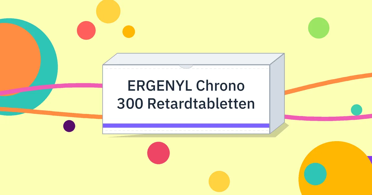 Symbolbild: Packung mit der Aufschrift ERGENYL Chrono 300 Retardtabletten (PZN 06305806) – Verfügbarkeit und Bezug in Apotheken in Frankfurt am Main