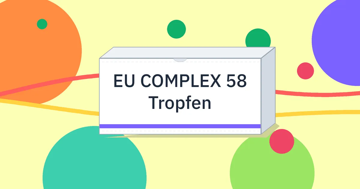 Symbolbild: Packung mit der Aufschrift EU COMPLEX 58 Tropfen (PZN 18351119) – Verfügbarkeit und Bezug in Apotheken in Frankfurt am Main