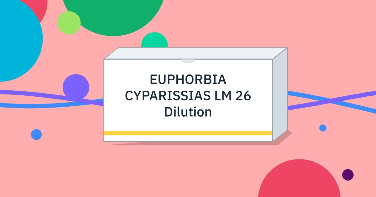 Symbolbild: Packung mit der Aufschrift EUPHORBIA CYPARISSIAS LM 26 Dilution (PZN 13482012) – Verfügbarkeit und Bezug in Apotheken in Frankfurt am Main