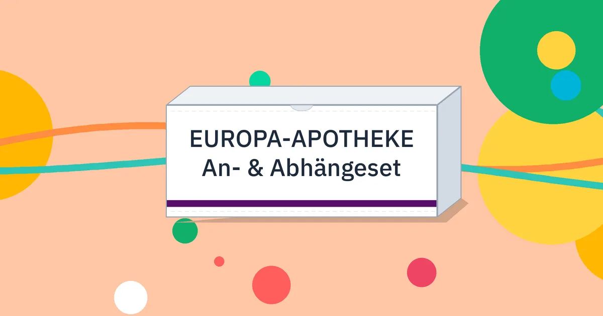 Symbolbild: Packung mit der Aufschrift EUROPA-APOTHEKE An- & Abhängeset (PZN 19288877) – Verfügbarkeit und Bezug in Apotheken in Frankfurt am Main