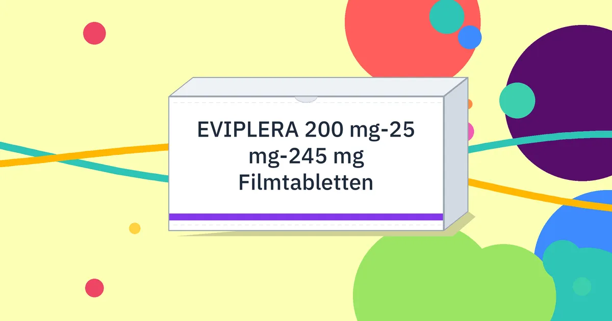 Symbolbild: Packung mit der Aufschrift EVIPLERA 200 mg-25 mg-245 mg Filmtabletten (PZN 14059764) – Verfügbarkeit und Bezug in Apotheken in Frankfurt am Main