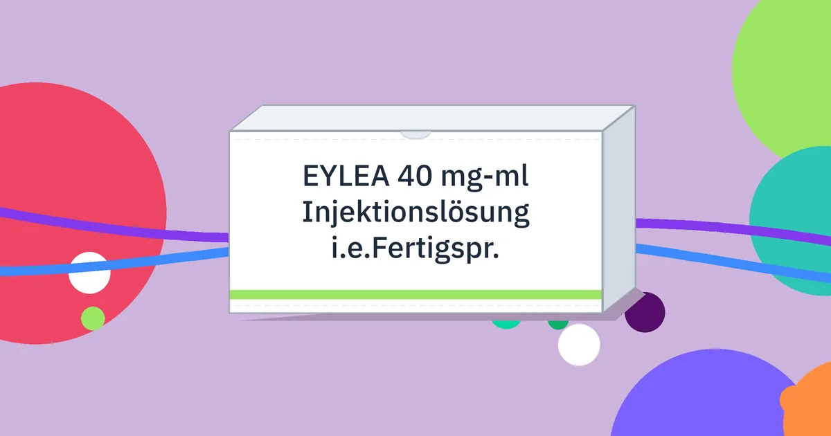 Symbolbild: Packung mit der Aufschrift EYLEA 40 mg-ml Injektionslösung i.e.Fertigspr. (PZN 16708072) – Verfügbarkeit und Bezug in Apotheken in Frankfurt am Main