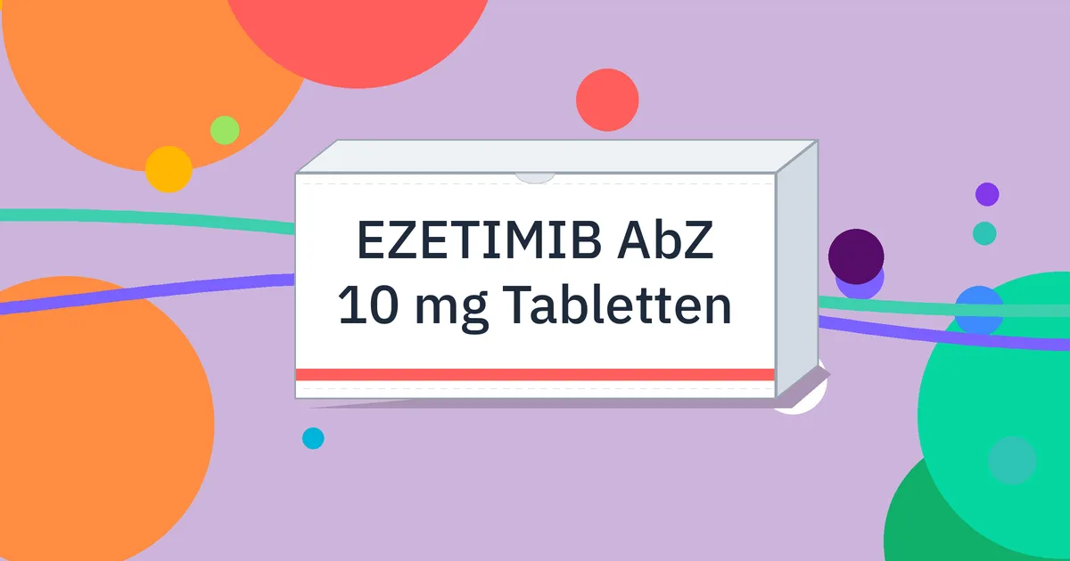 Symbolbild: Packung mit der Aufschrift EZETIMIB AbZ 10 mg Tabletten (PZN 13427616) – Verfügbarkeit und Bezug in Apotheken in Frankfurt am Main