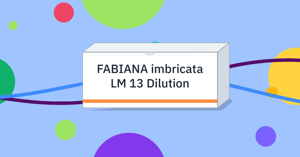 Symbolbild: Packung mit der Aufschrift FABIANA imbricata LM 13 Dilution (PZN 13485588) – Verfügbarkeit und Bezug in Apotheken in Frankfurt am Main