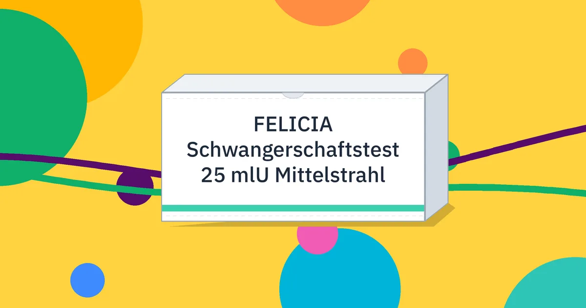 Symbolbild: Packung mit der Aufschrift FELICIA Schwangerschaftstest 25 mlU Mittelstrahl (PZN 10187784) – Verfügbarkeit und Bezug in Apotheken in Frankfurt am Main