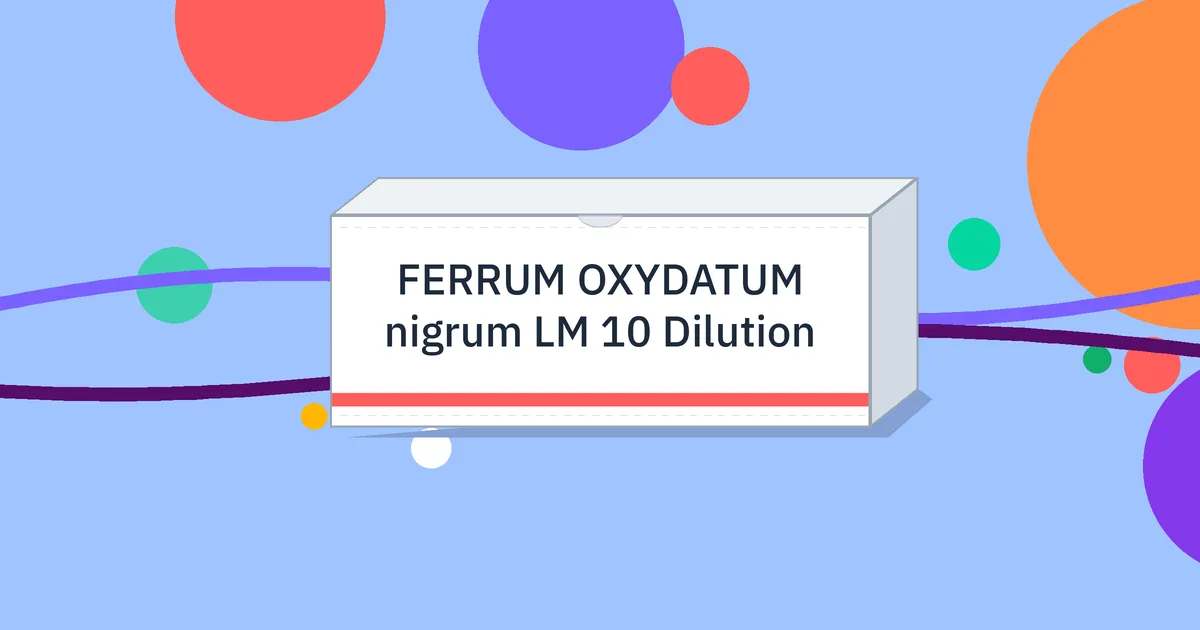 Symbolbild: Packung mit der Aufschrift FERRUM OXYDATUM nigrum LM 10 Dilution (PZN 12851186) – Verfügbarkeit und Bezug in Apotheken in Frankfurt am Main