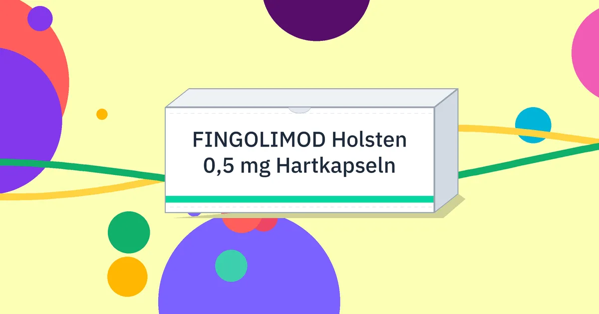 Symbolbild: Packung mit der Aufschrift FINGOLIMOD Holsten 0,5 mg Hartkapseln (PZN 19493235) – Verfügbarkeit und Bezug in Apotheken in Frankfurt am Main