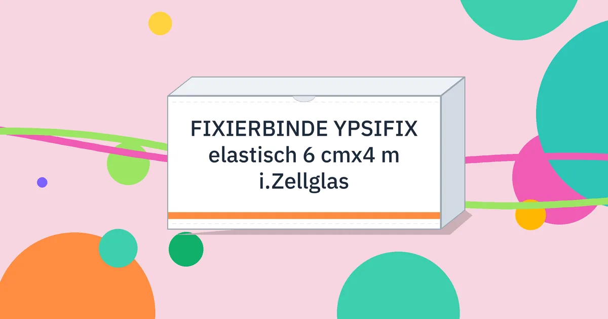 Symbolbild: Packung mit der Aufschrift FIXIERBINDE YPSIFIX elastisch 6 cmx4 m i.Zellglas (PZN 02768449) – Verfügbarkeit und Bezug in Apotheken in Frankfurt am Main