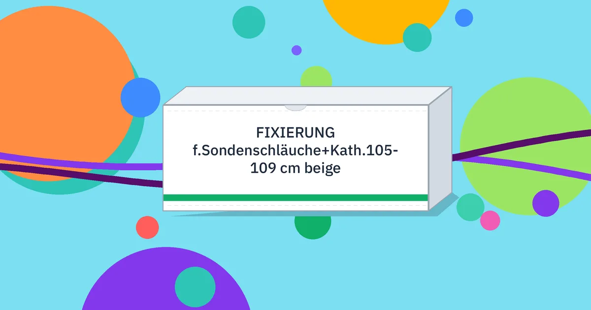 Symbolbild: Packung mit der Aufschrift FIXIERUNG f.Sondenschläuche+Kath.105-109 cm beige (PZN 20653023) – Verfügbarkeit und Bezug in Apotheken in Frankfurt am Main