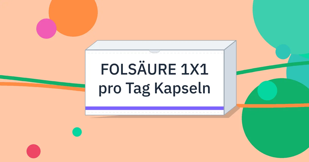 Symbolbild: Packung mit der Aufschrift FOLSÄURE 1X1 pro Tag Kapseln (PZN 07507268) – Verfügbarkeit und Bezug in Apotheken in Frankfurt am Main