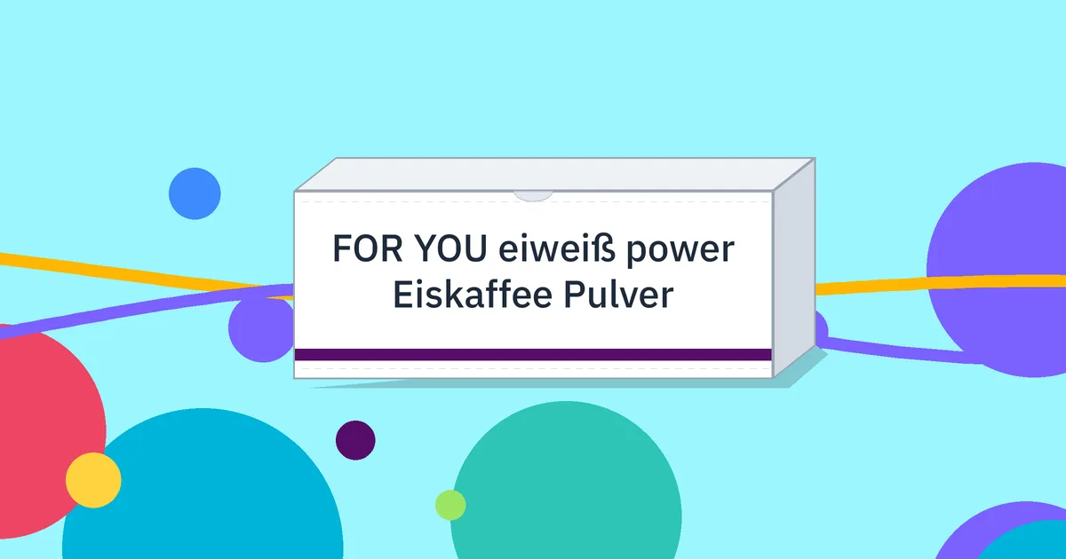 Symbolbild: Packung mit der Aufschrift FOR YOU eiweiß power Eiskaffee Pulver (PZN 11148645) – Verfügbarkeit und Bezug in Apotheken in Frankfurt am Main