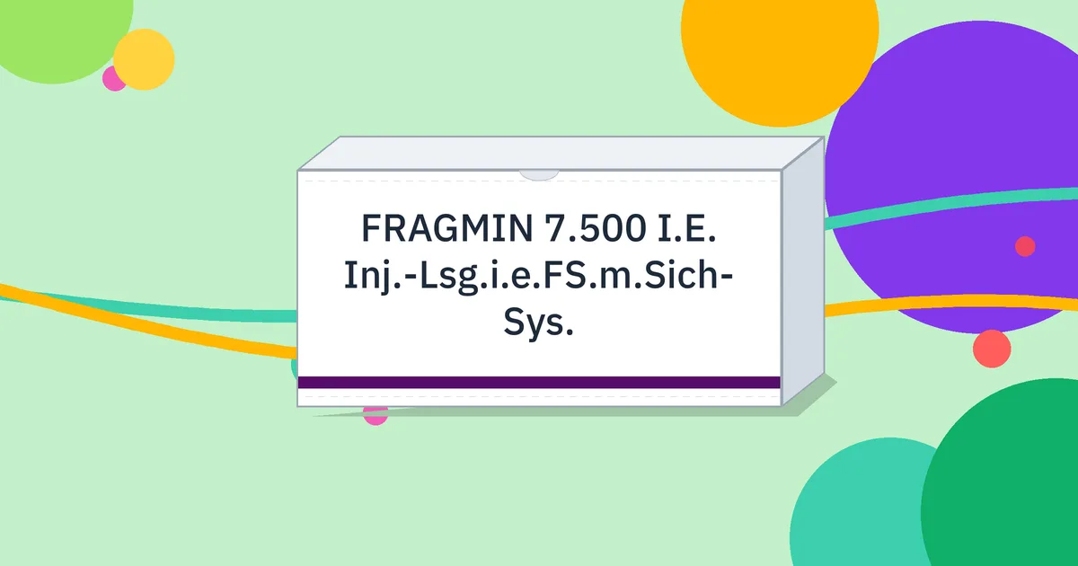 Symbolbild: Packung mit der Aufschrift FRAGMIN 7.500 I.E. Inj.-Lsg.i.e.FS.m.Sich-Sys. (PZN 09197984) – Verfügbarkeit und Bezug in Apotheken in Frankfurt am Main