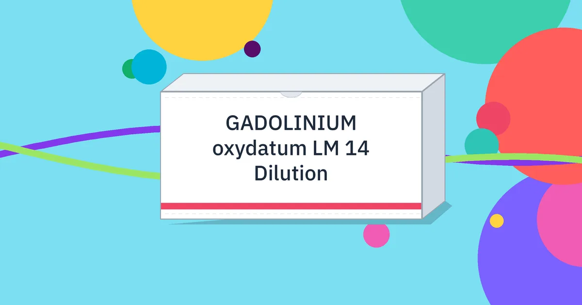 Symbolbild: Packung mit der Aufschrift GADOLINIUM oxydatum LM 14 Dilution (PZN 13494363) – Verfügbarkeit und Bezug in Apotheken in Frankfurt am Main