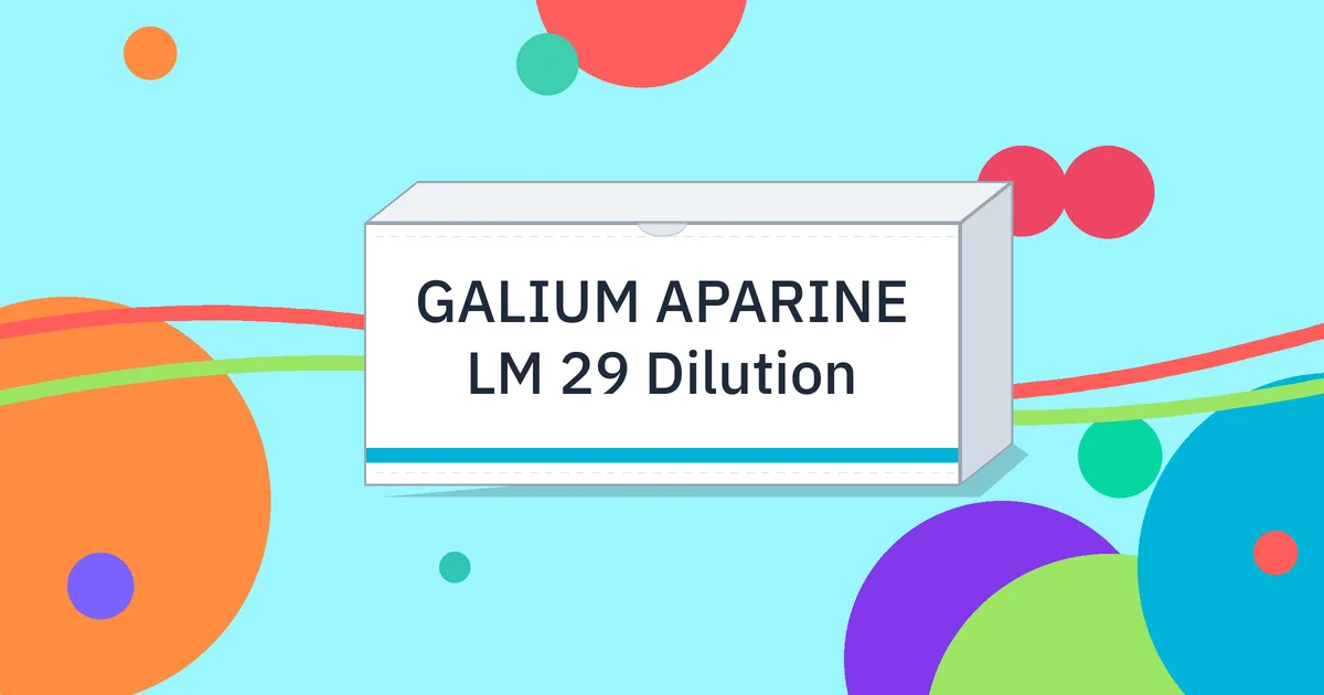 Symbolbild: Packung mit der Aufschrift GALIUM APARINE LM 29 Dilution (PZN 13497338) – Verfügbarkeit und Bezug in Apotheken in Frankfurt am Main