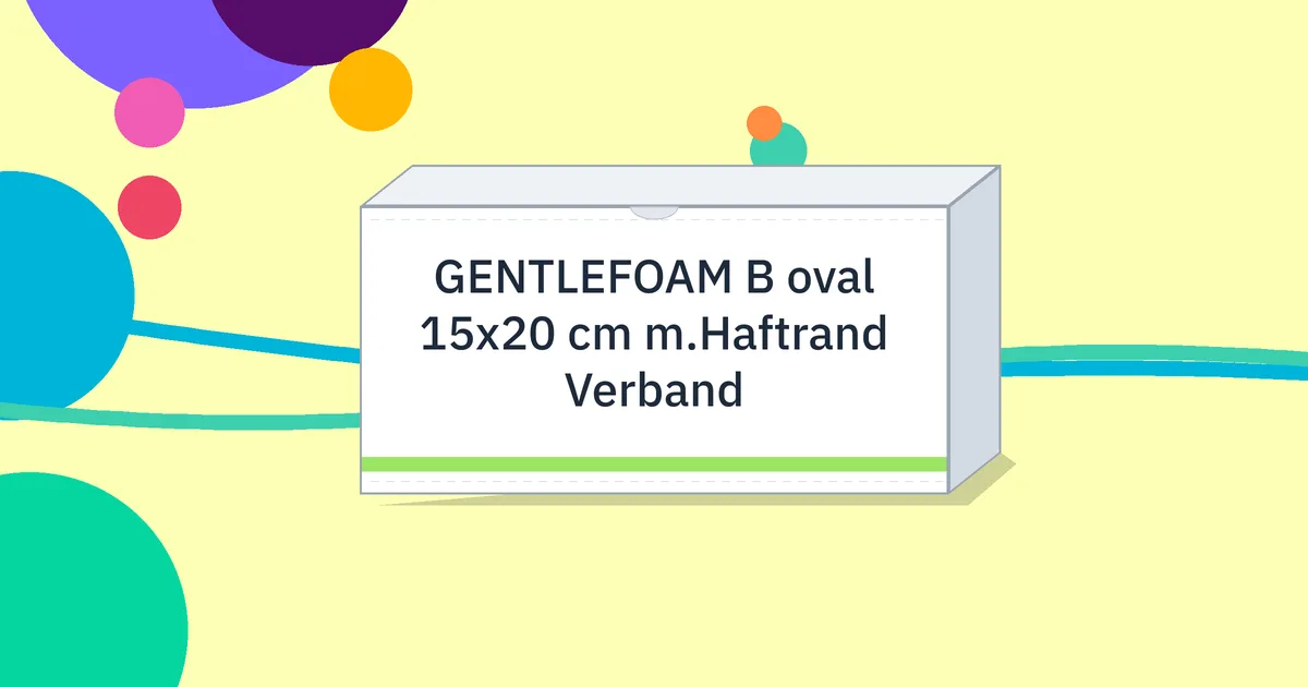 Symbolbild: Packung mit der Aufschrift GENTLEFOAM B oval 15x20 cm m.Haftrand Verband (PZN 19721133) – Verfügbarkeit und Bezug in Apotheken in Frankfurt am Main