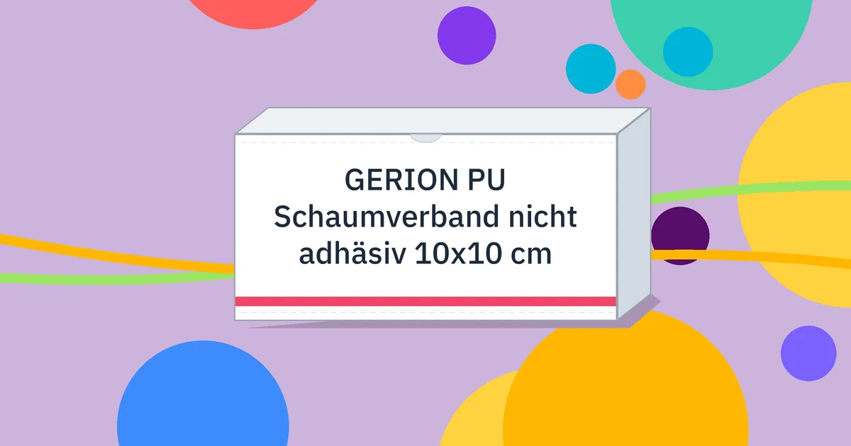 Symbolbild: Packung mit der Aufschrift GERION PU Schaumverband nicht adhäsiv 10x10 cm (PZN 19359790) – Verfügbarkeit und Bezug in Apotheken in Frankfurt am Main