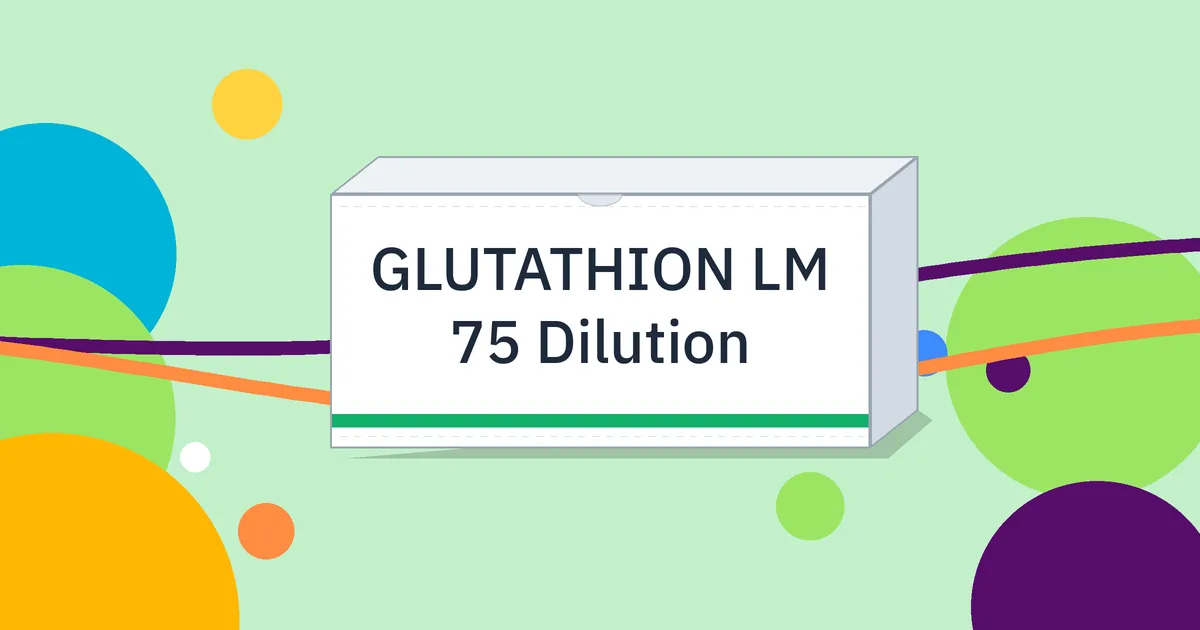 Symbolbild: Packung mit der Aufschrift GLUTATHION LM 75 Dilution (PZN 12880147) – Verfügbarkeit und Bezug in Apotheken in Frankfurt am Main