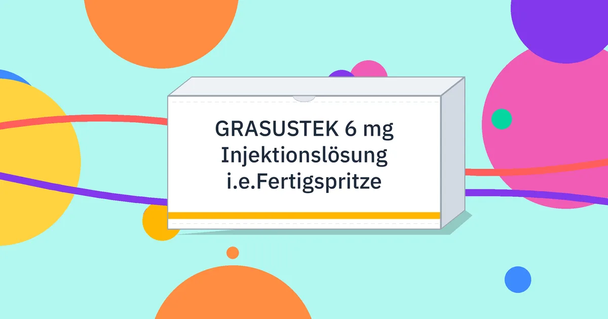 Symbolbild: Packung mit der Aufschrift GRASUSTEK 6 mg Injektionslösung i.e.Fertigspritze (PZN 19480942) – Verfügbarkeit und Bezug in Apotheken in Frankfurt am Main