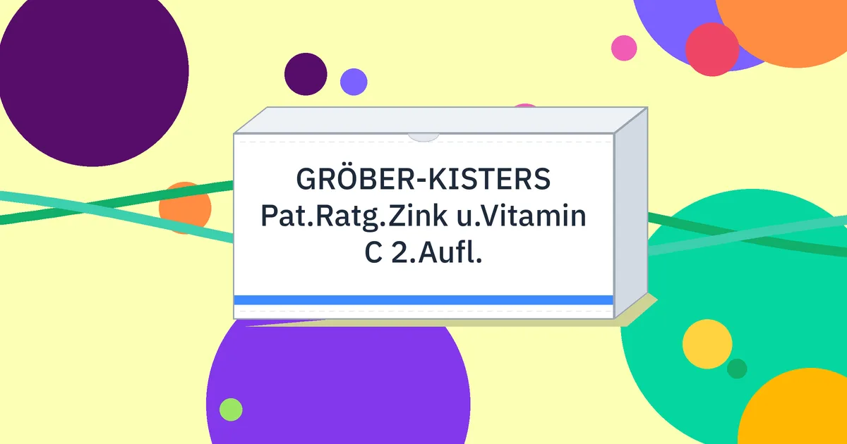 Symbolbild: Packung mit der Aufschrift GRÖBER-KISTERS Pat.Ratg.Zink u.Vitamin C 2.Aufl. (PZN 16507095) – Verfügbarkeit und Bezug in Apotheken in Frankfurt am Main